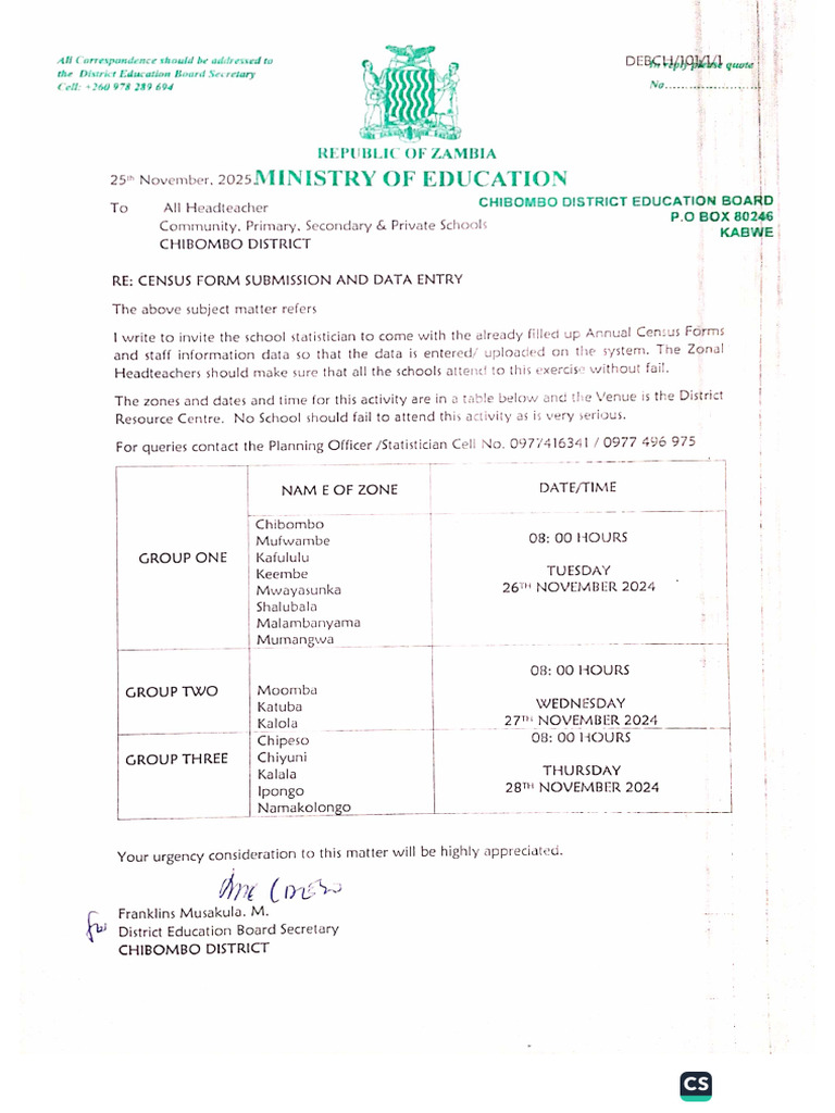 2024 Census Form Submission and Data Entry Letter | PDF