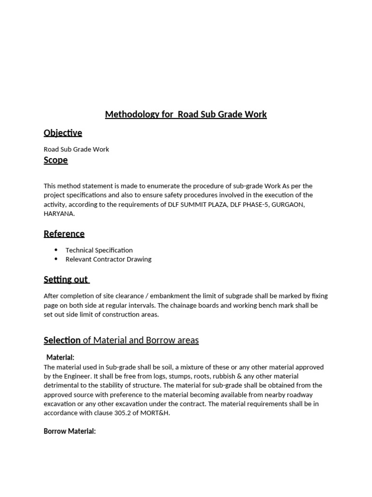 Methodology of Road Subgrade Work | PDF | Road