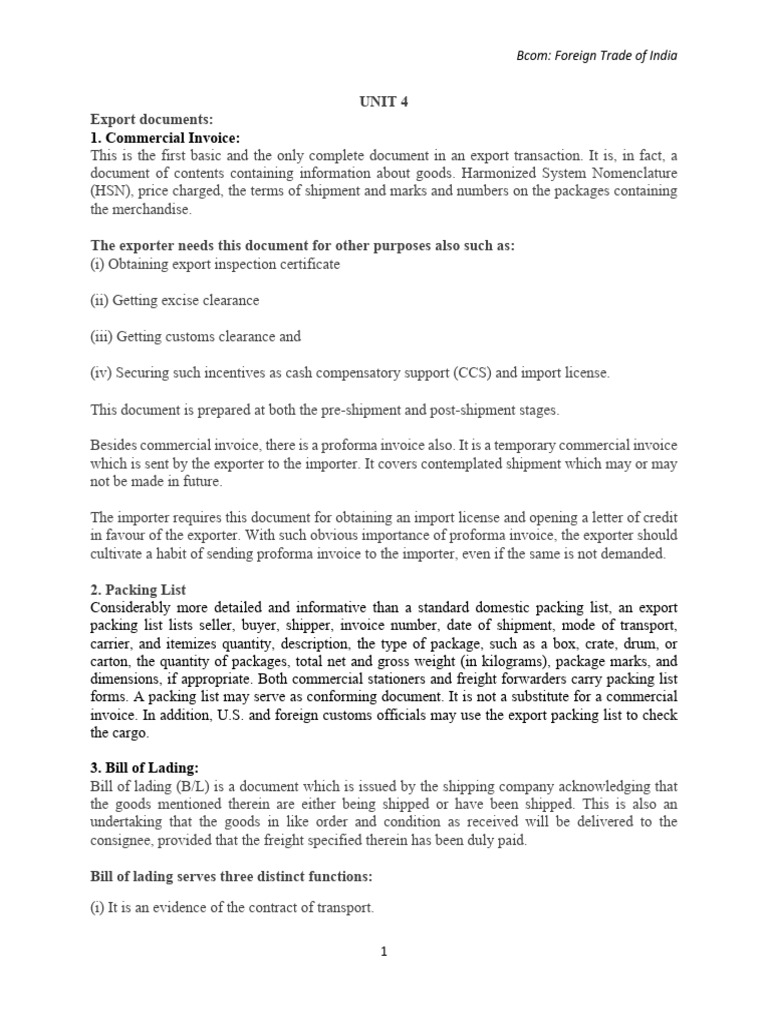 Export Documents & EXIM Bank Guide | PDF | Bill Of Lading | Letter Of ...