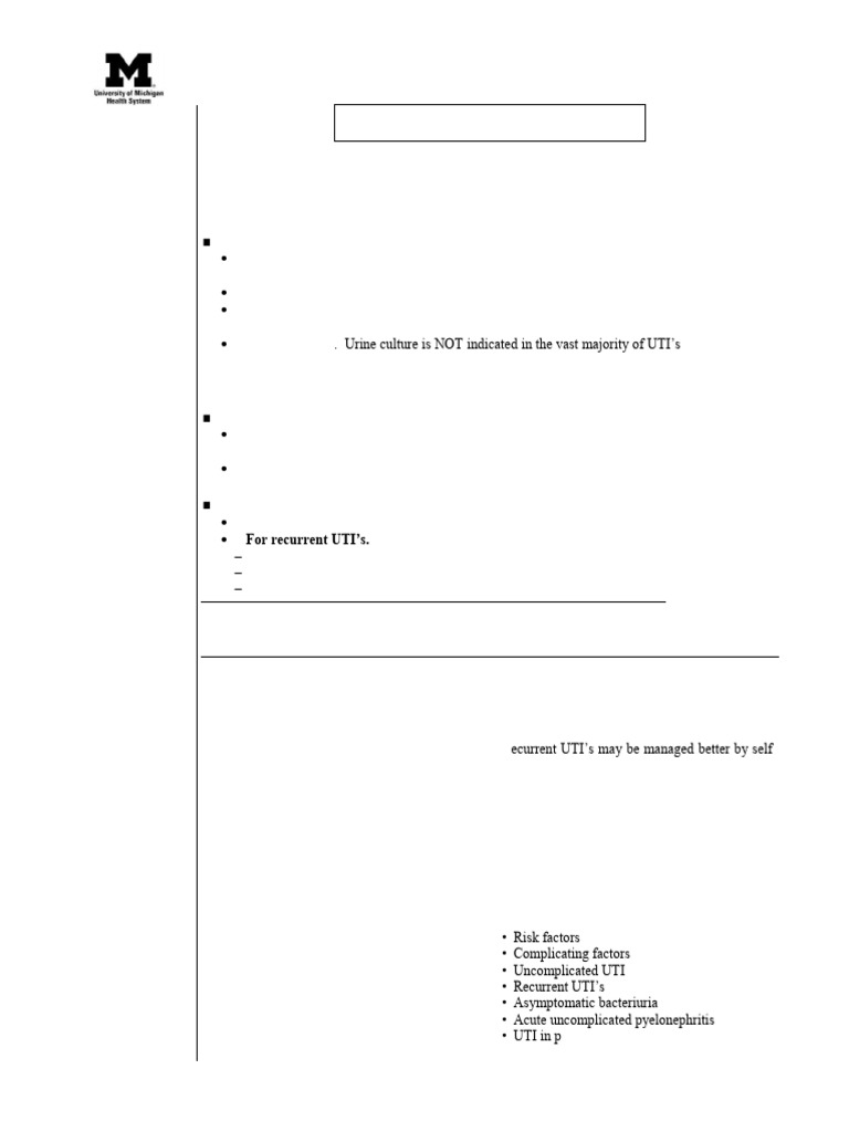 University Michigan Guideline UTI | PDF | Urinary Tract Infection ...