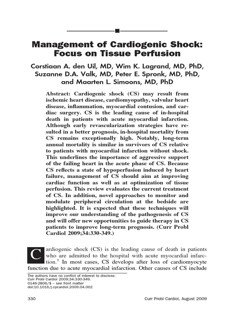 Corstiaan Management of Cardiogenic Shock Focus On Tissue Perfusion ...