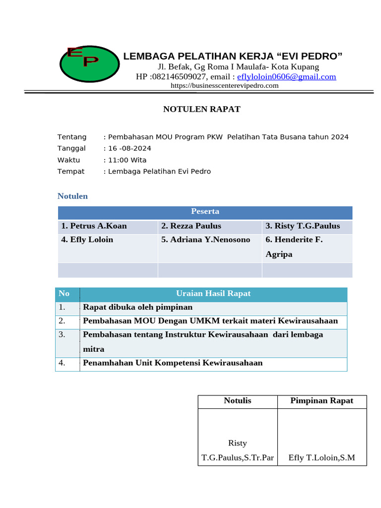 1.1.b Notulen Rapat | PDF