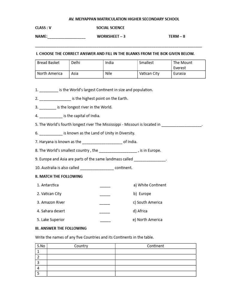 STD 5 Social WS 3 | PDF