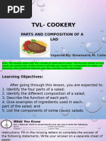 Components of Salad in TLE Lesson Plan | PDF | Salad | Lesson Plan