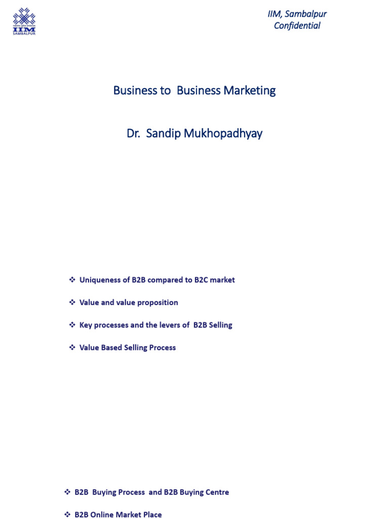 B2B_Session 1_29062024 | PDF | Marketing | Sales
