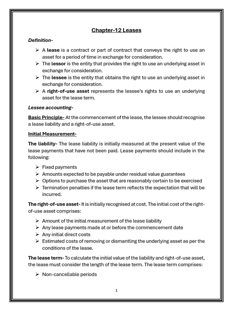 Chapter-12 Leases | PDF | Lease | Depreciation
