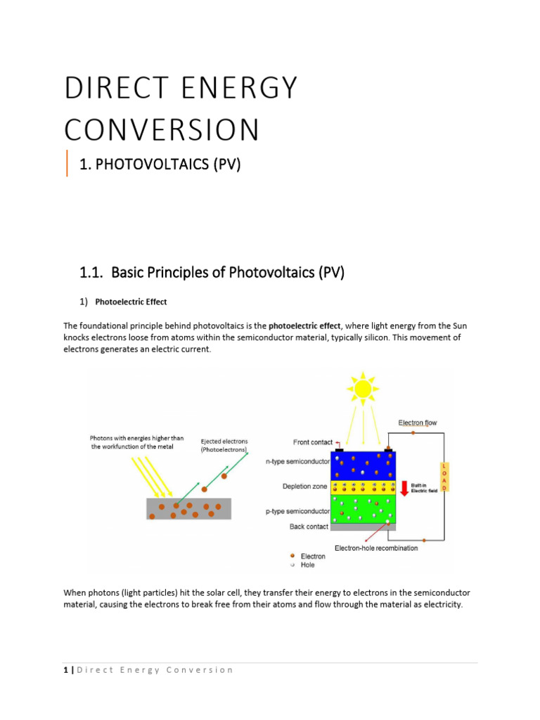 05 Direct Energy Conversion | PDF | Photovoltaic System | Photovoltaics