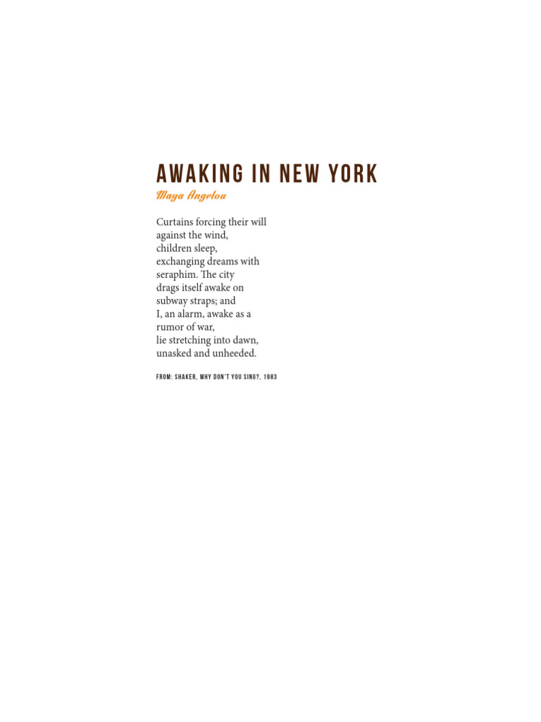 Awake in NYC Angelou | PDF