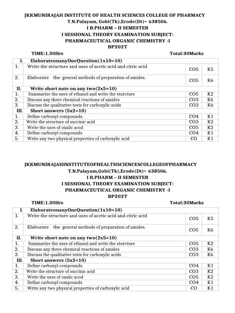 POC II SESSIONAL II SEMESTER (1) (1) | PDF | Acid | Amide
