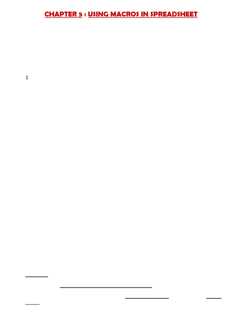 Chapter 5 - Using Macros in Spreadsheet | PDF | Macro (Computer Science) | Spreadsheet