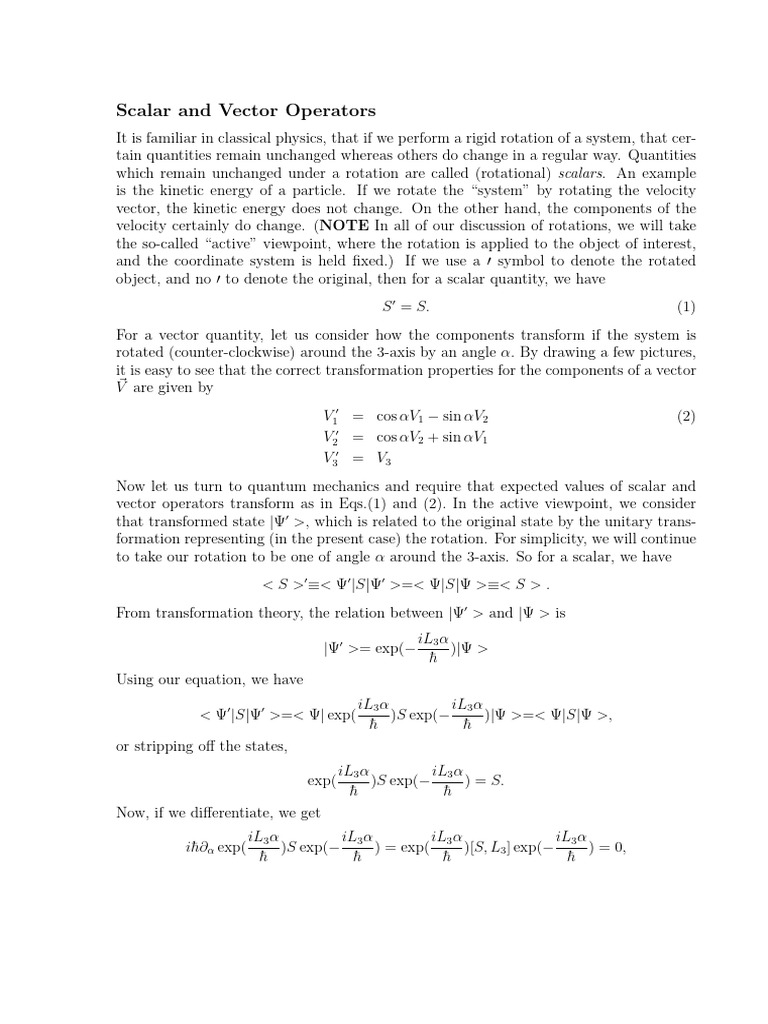 Why Scalar Operators Commute With L | PDF | Euclidean Vector | Rotation