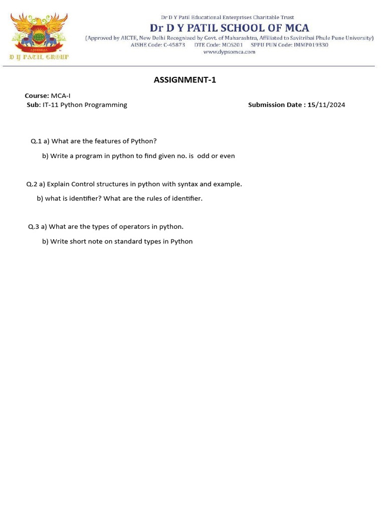 IT21-Python Programming - Assignment1 | PDF