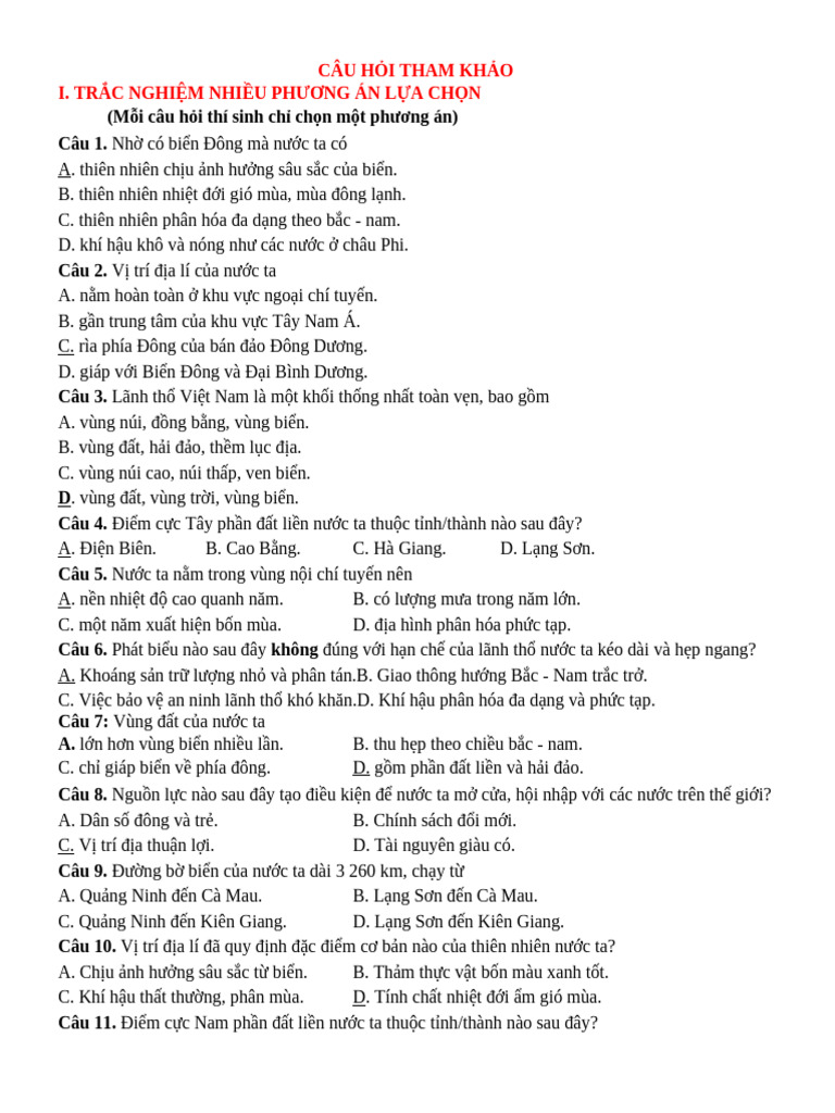 Câu Hỏi Ôn Tập Tham Khảo GK1 K12 24 25 | PDF