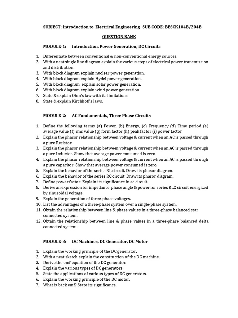 Introduction Electrical ENGG | PDF | Electric Motor | Transformer