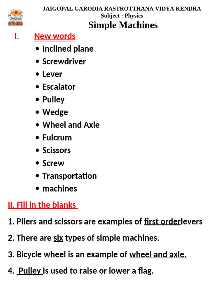 Simple Machines for Students | PDF | Machines | Lever