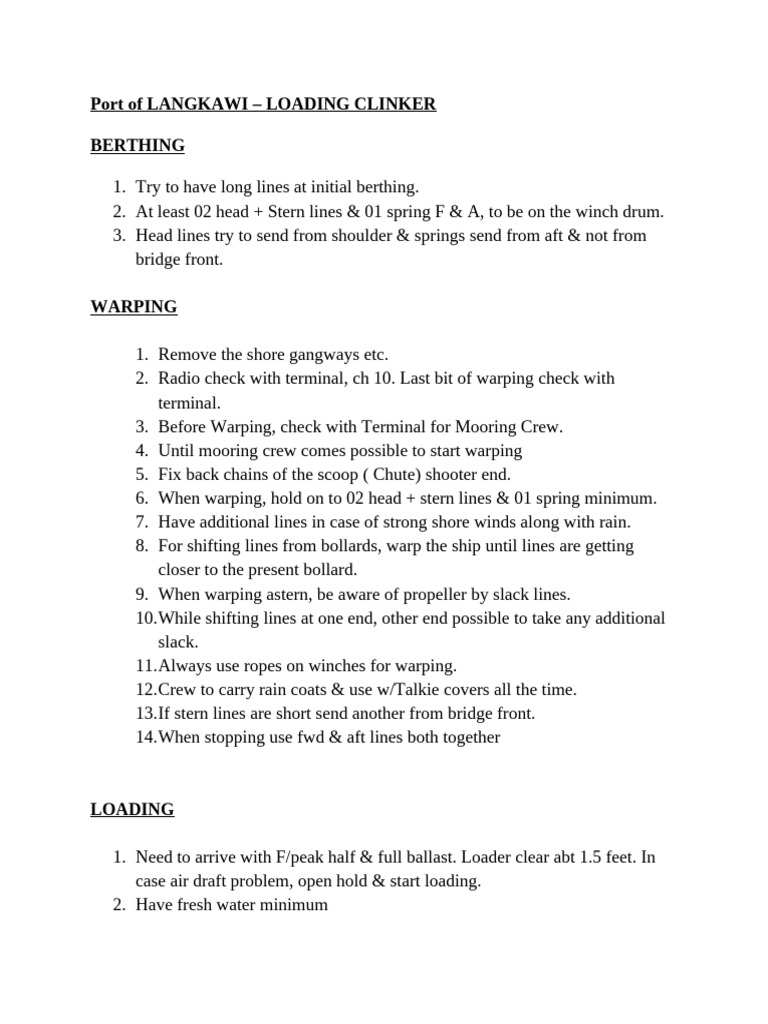 LANGKAWI - Loading Clinker | PDF | Crane (Machine) | Ships