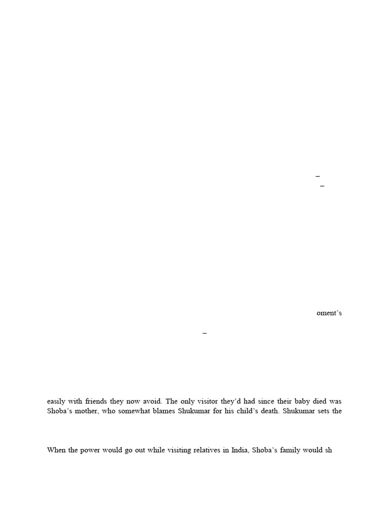 Interpreter of Maladies Summary and Analysis of A Temporary Matter | PDF