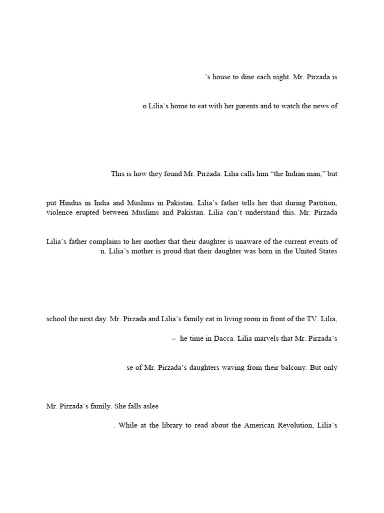 Mr. Pirzada's Dine: A Summary & Analysis | PDF