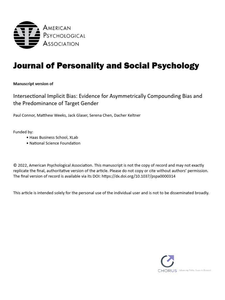 Study On Gamma Bias Paul Connor | PDF | Bias | Intersectionality