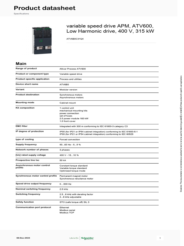 Schneider Electric - Altivar-Process-ATV600 - ATV6B0C31Q4 | PDF ...