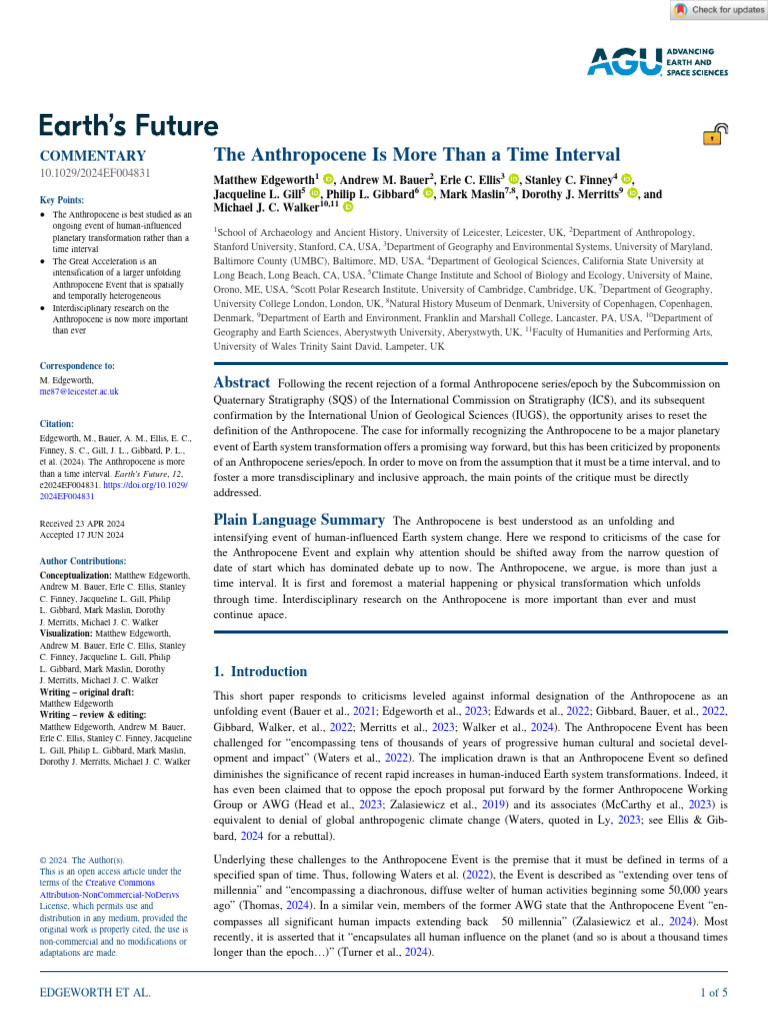 Anthropocene: Beyond a Time Interval | PDF | Anthropocene | Geologic ...