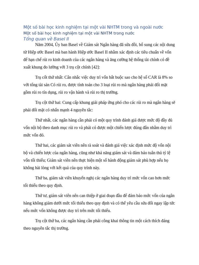Bài học kinh nghiệm ở các NHTM khác về quản trị RRTD | PDF