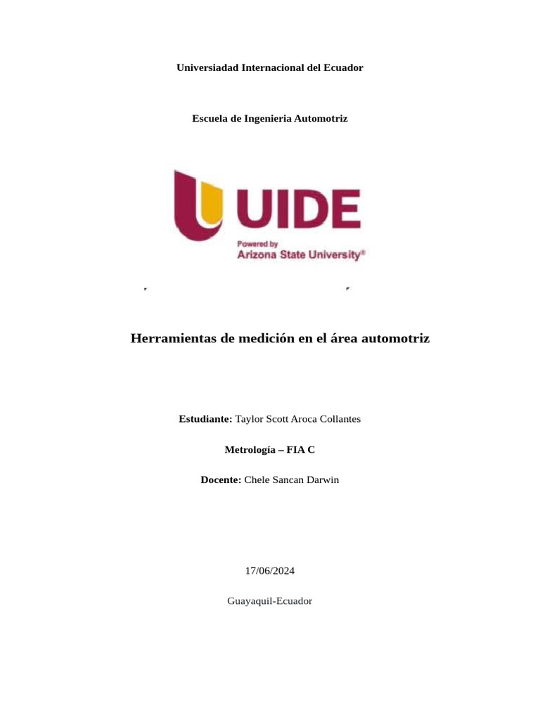 Universidad Internacional Del Ecuador | PDF | Tornillo