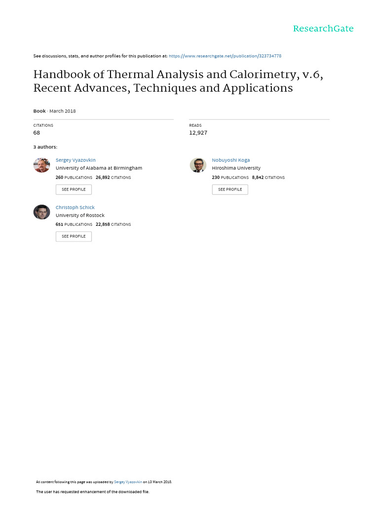 Handbook of Thermal Analysis, Vol. 6 | PDF | Differential Scanning ...