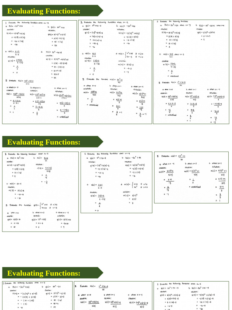 Evaluating Function - Examples | PDF