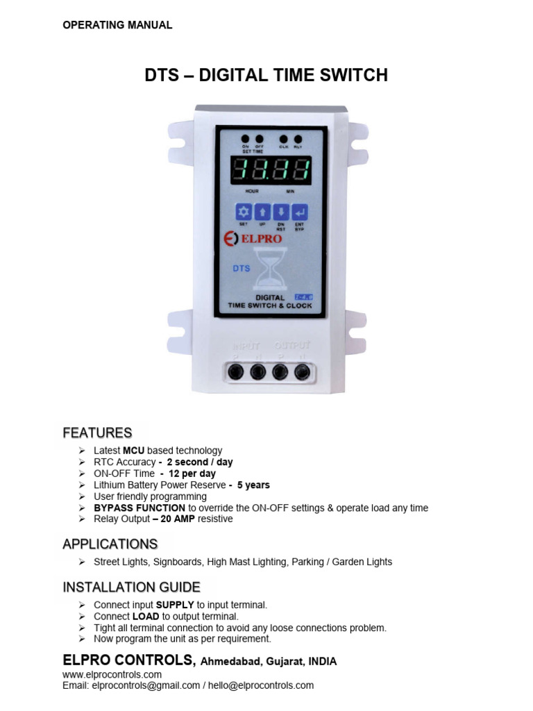 Dts 512 Digital Time Switch Clock | PDF