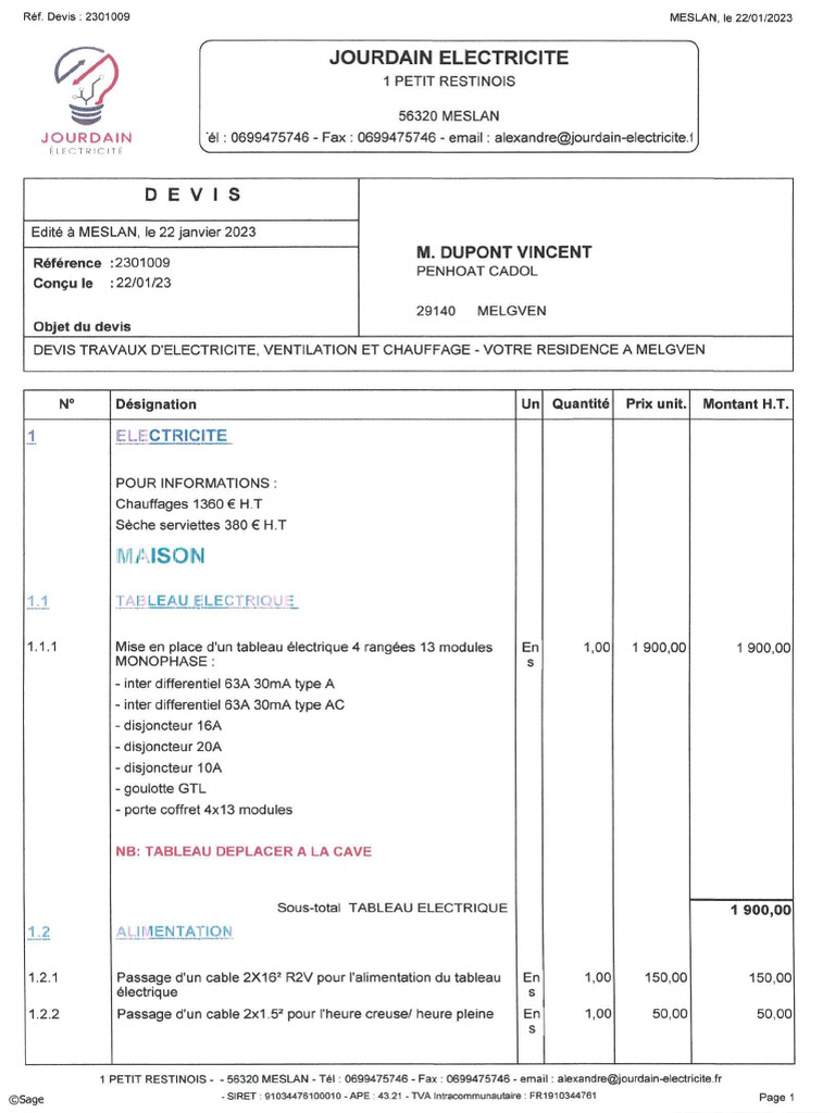 Devis - m. Dupont | PDF