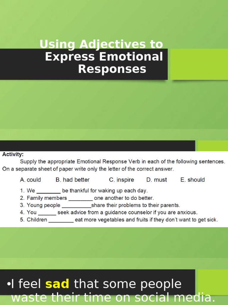 G8 - 2 Using Adjectives To Express Emotional Responses | PDF