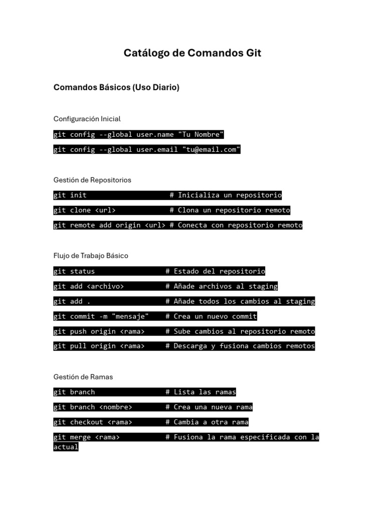 Catálogo de Comandos Git | PDF | Software libre | Software utilitario