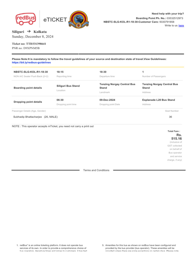 Bus Ticket TTD331398641 | PDF | Ticket (Admission) | Bus