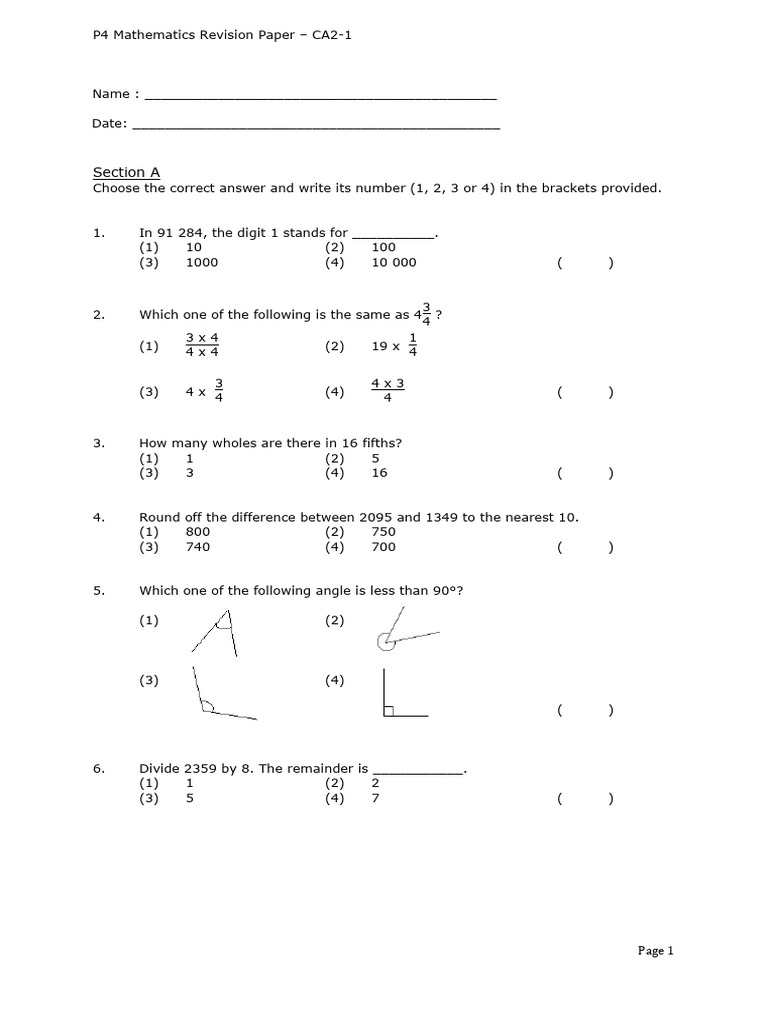 P4M-CA2-1 | PDF | Mathematics