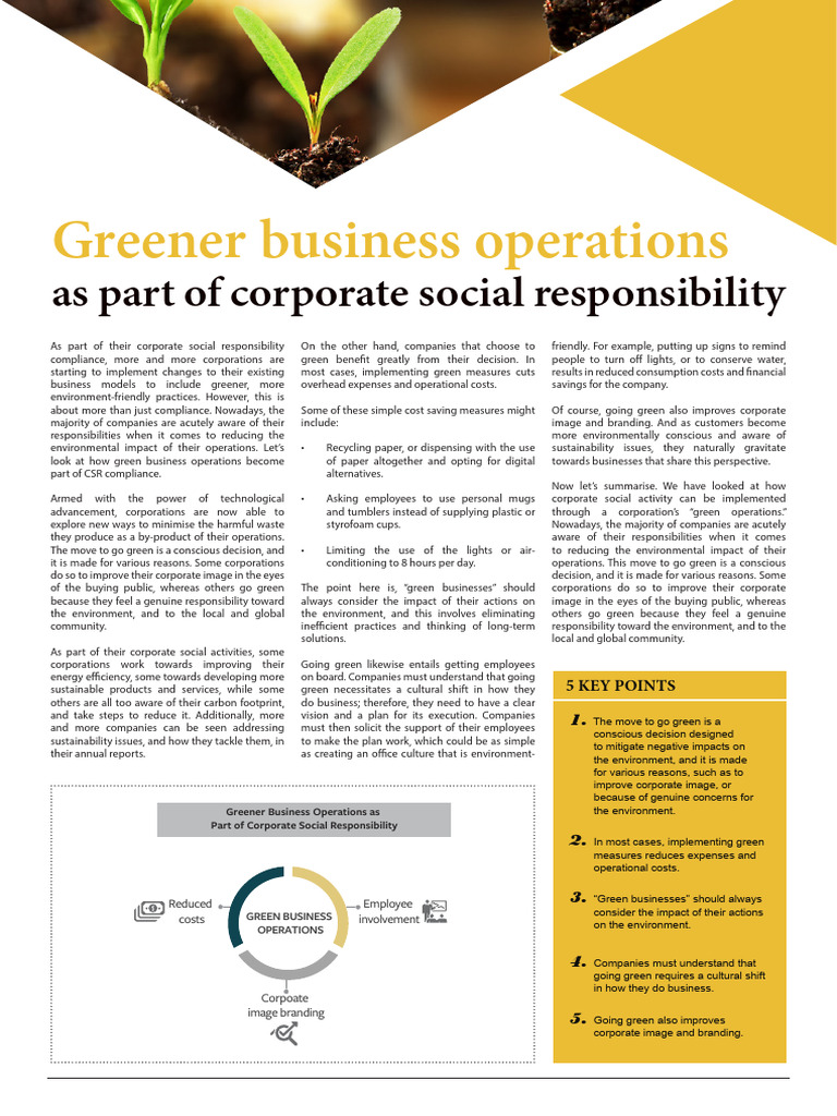 Greener Business Operations for CSR | PDF | Sustainable Business ...
