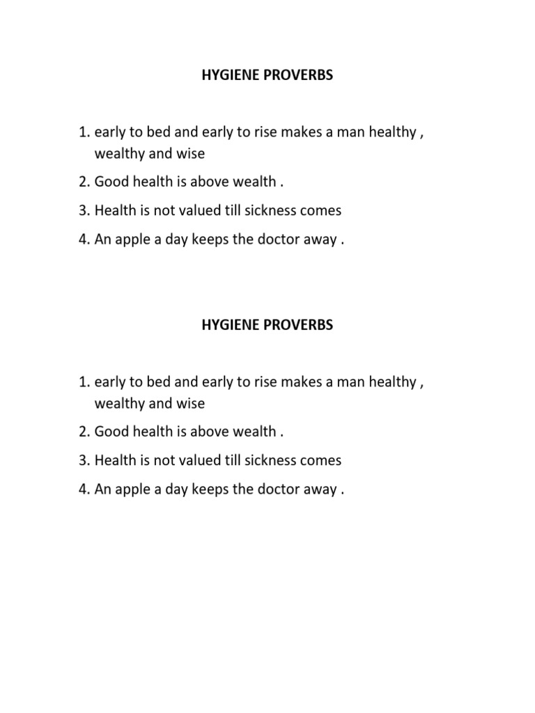 Hygiene Proverbs | PDF