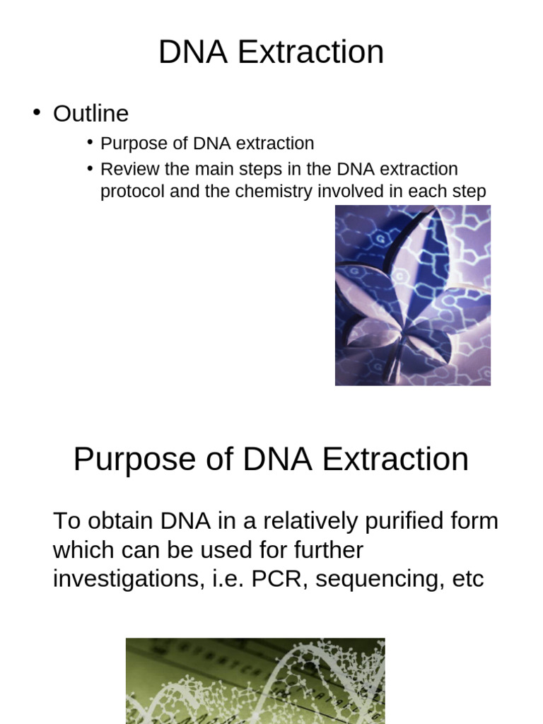 DNA Extraction Overview | PDF | Lysis | Precipitation (Chemistry)