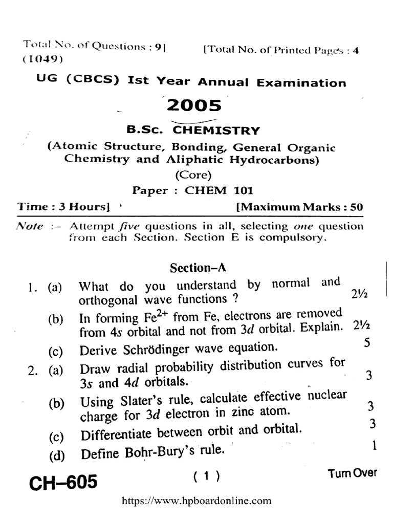 Hpu Ug Bsc 1 Year Chemistry Atomic Structure Bonding General Organic ... Hpu Ug Bsc 1 Year Chemistry Atomic Structure Bonding General Organic ...