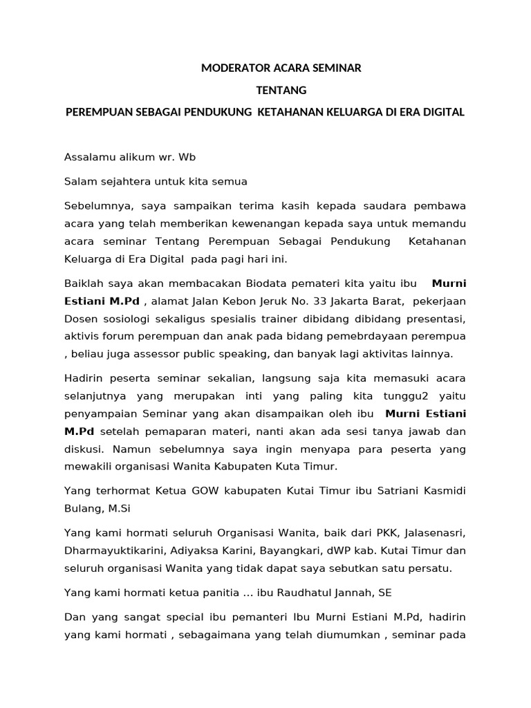 MODERATOR ACARA | PDF