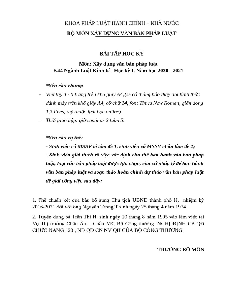 LKT Đề BT Kì 1 Năm Học 2020 2021 | PDF