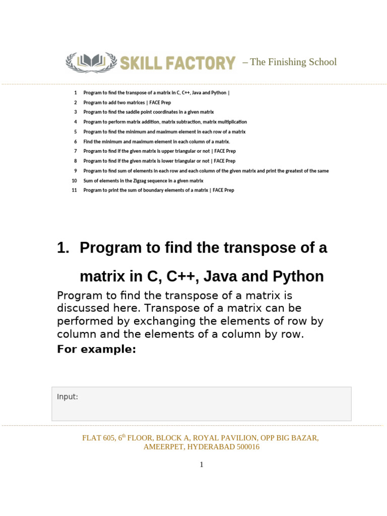 Matrix PYTHON prgms | PDF | Matrix (Mathematics) | Matrix Theory Matrix PYTHON prgms | PDF | Matrix (Mathematics) | Matrix Theory