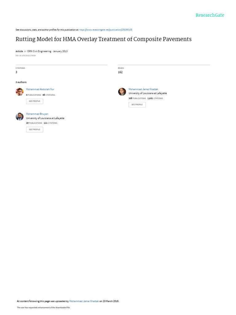 Rutting Model For HMA Overlay Treatment of Composi | PDF | Road Surface ...