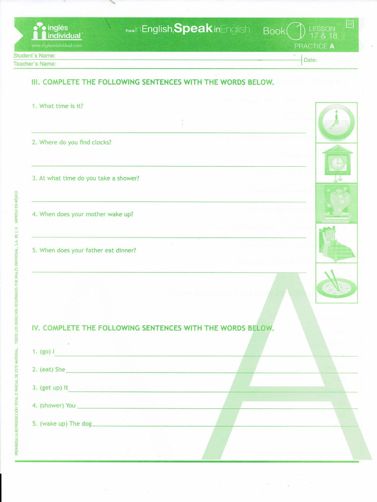 Book 1 Practice 17-18 | PDF
