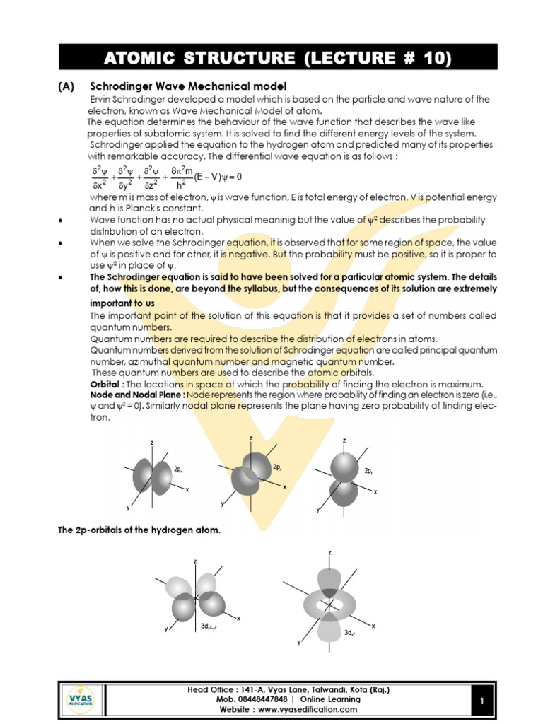 Theory Lecture 10 PDF | PDF | Atomic Orbital | Schrödinger Equation