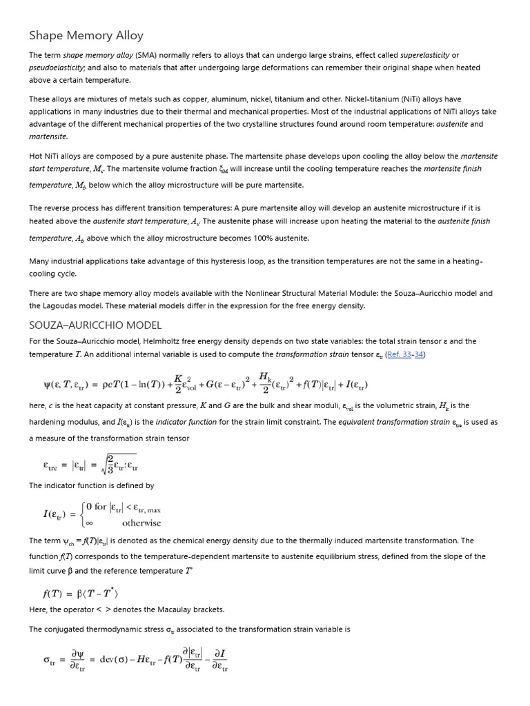 Shape Memory Alloy Model Solver | PDF | Shape Memory Alloy | Applied ...