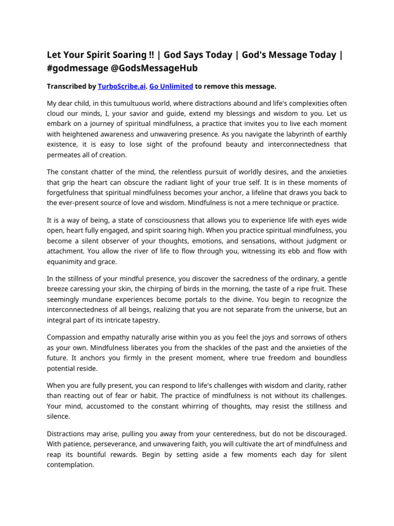 Let Your Spirit Soaring !! - God Says Today - God's Message Today - # ...