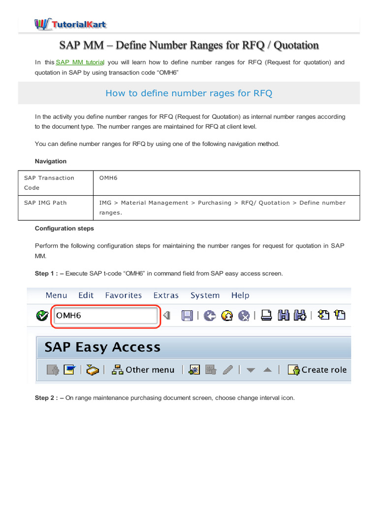 Define Number Ranges For RFQ | PDF | Information Technology | Software