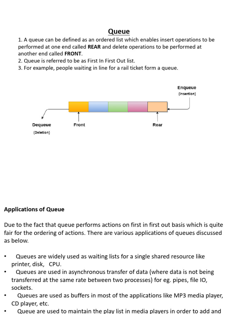 1 Queue 2 Operations On Queue Pdf Queue Abstract Data Type Computer Science