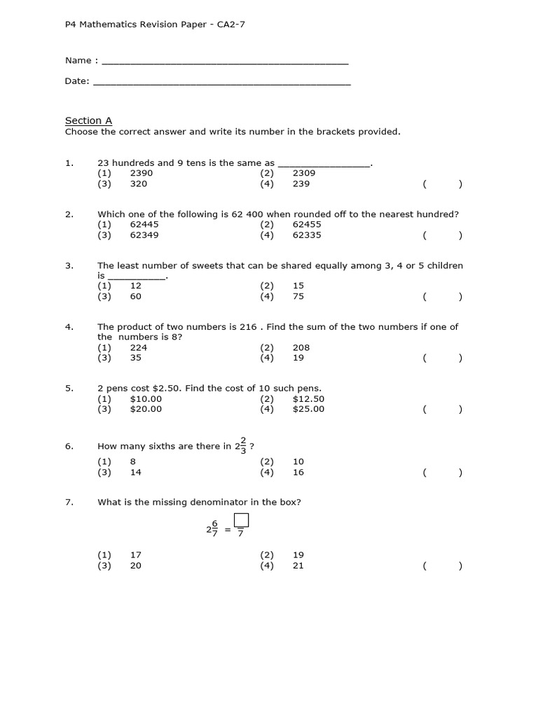 P4M-CA2-7 | PDF | Decimal | Mathematics